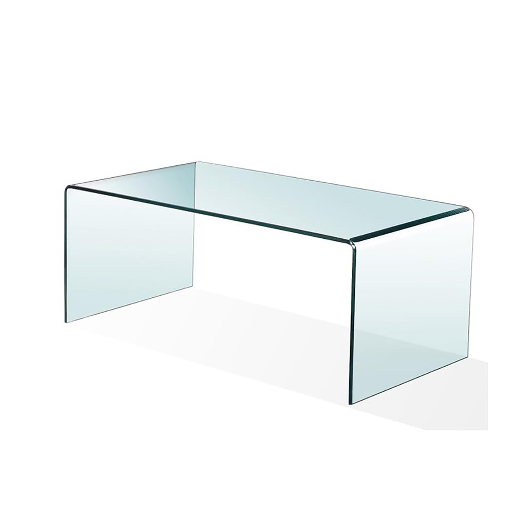 SMARTIK Glass Coffee Table, Modern Clear Tempered Glass Coffee Table for Living Room, Easy to Clean and Safe Rounded Edges (Medium 39.4" x 19.7" x 13.8")