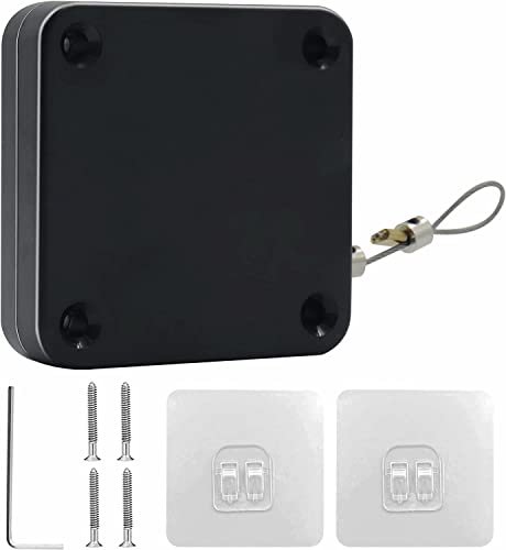 Upgraded Punch-Free 800g Automatic Screen Door Closer, Storm Door Closer, Sliding Screen Auto Door Closer with Steel Drawstring for Bathroom, Bedroom, Studyroom, etc (Black)