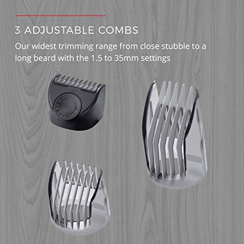 Remington MB4045B The Beardsman: Beard Boss Full Beard Trimmer Kit, Precise Detail Groomer (6 pieces), Platinum, male