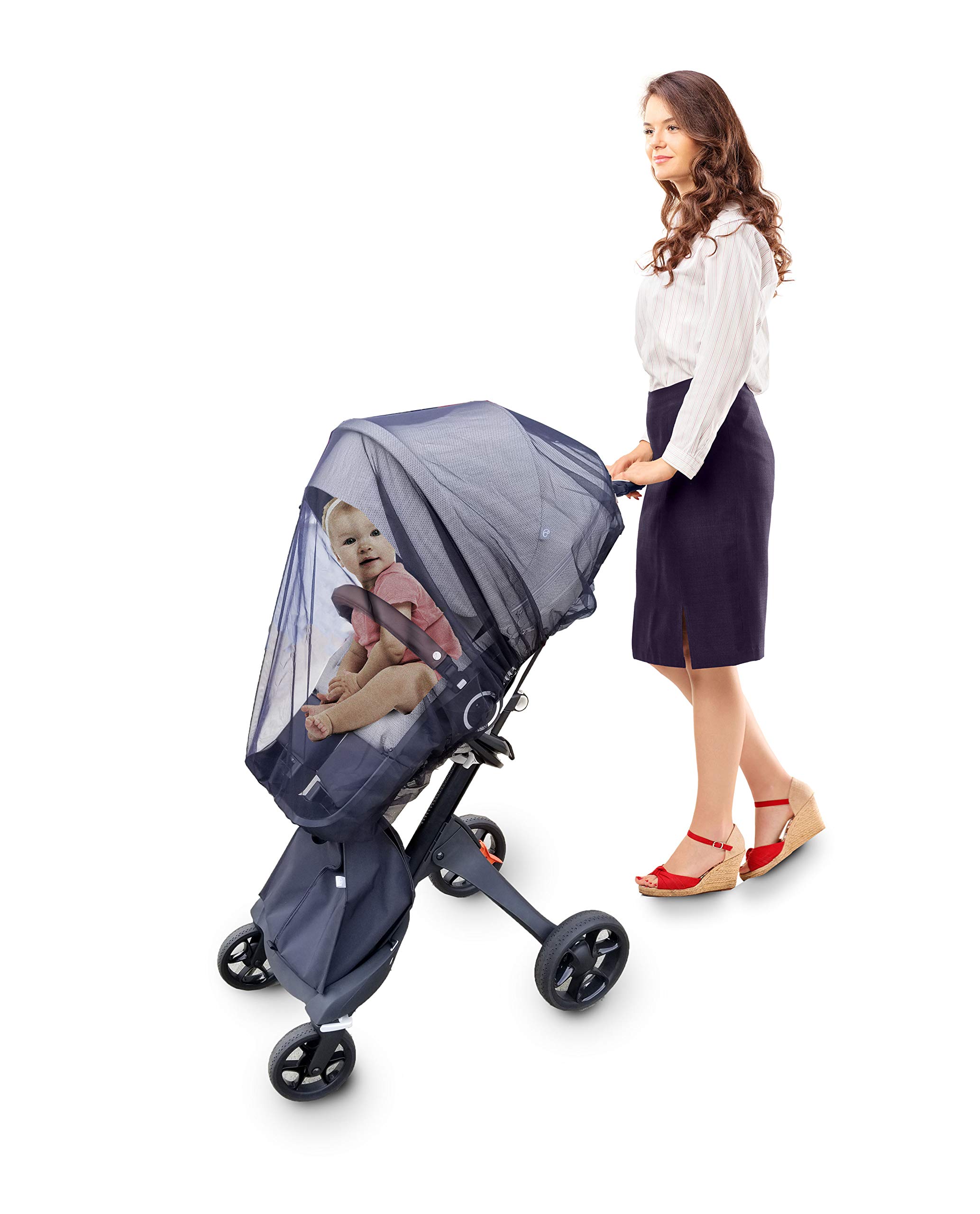 Universal Infant Stroller, Infant Car Seat Mosquito Net Solar Protective Fits Strollers, Car Seats, Bassinets and Playpens Made in The USA