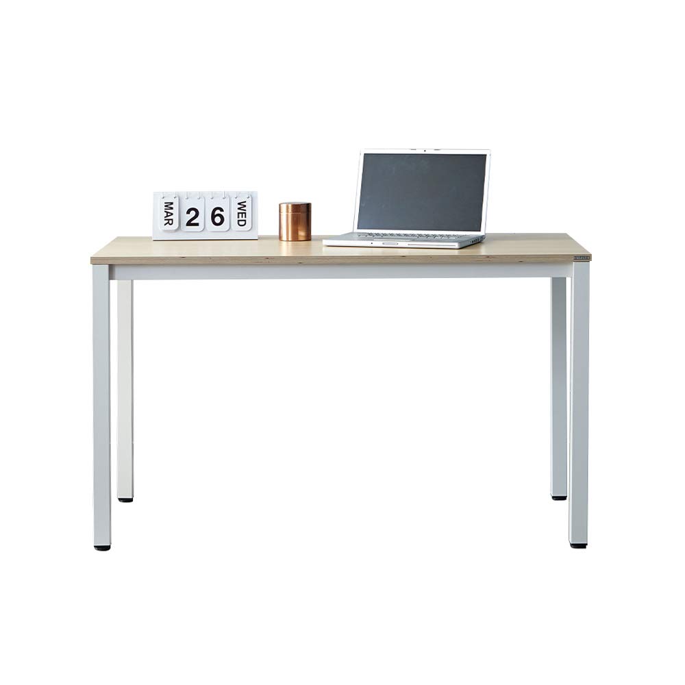 SOFSYS 47.2" Multi-Functional Computer Desk Workstation Table, Industrial Home Office Design for Writers, Video Gaming, Designers and Entrepreneurs, Large Desktop with Metal Frame, Oak/White