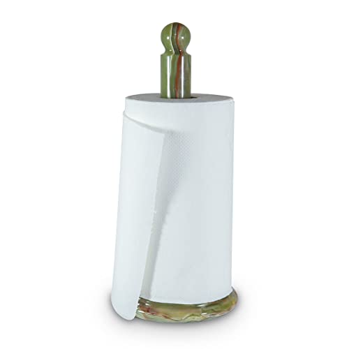 TheWolfard Luxury Handmade Calcite Crystal Paper Towel Holder Stand for Kitchen Countertop, Dining Table, Cabinet, Bathrooms & Housewarming Gifts and Healing Stone, WhitanBrown, 12.5x6x6 (PTH2021)