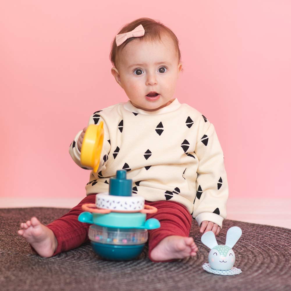 Taf Toys Hunny Bunny Baby Stacker β 5 Pieces Captivating Stacker Rings and a Friendly Bunny Character β BPA Free Developmental Toddler Toy