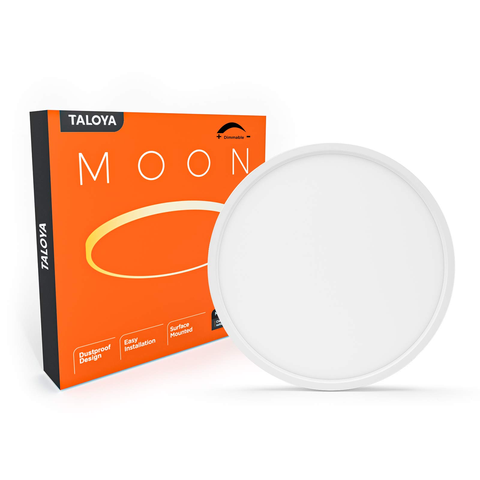 TALOYA Dimmable Flush Mount LED Ceiling Light,3 Color in One (3000K/4000K/6500K) White 12inch 20W=200W Round Flush Mount Light Fixture for Bedroom Kitchen
