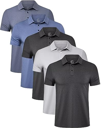 TELALEO 4 Pack Mens Polo Shirts Quick Dry Short Sleeve Golf T Shirt Performance Moisture Wicking Casual Workout SetA M
