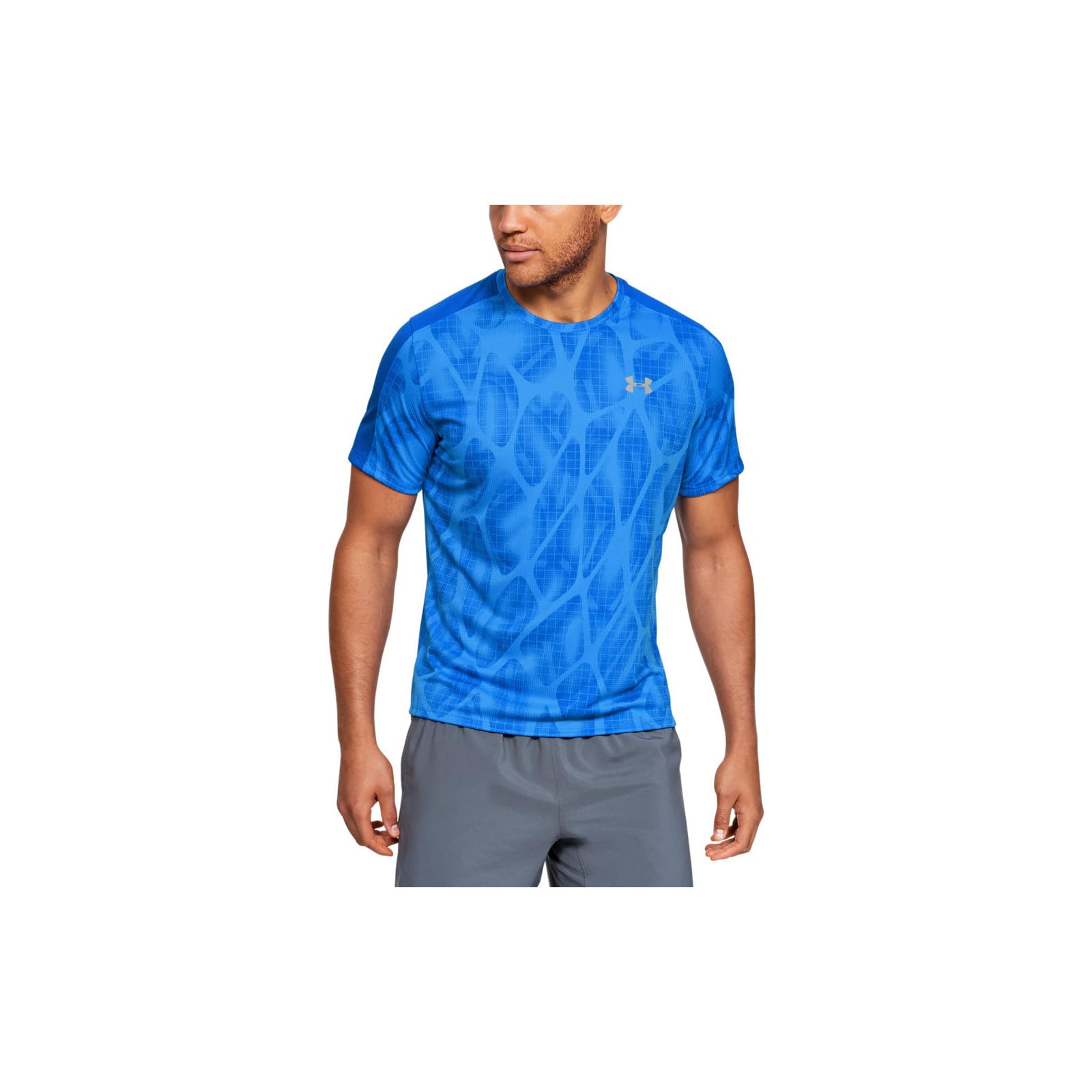 Under Armour Speed Stride Printed Running Short Sleeve, Versa Blue (486)/Reflective, Large