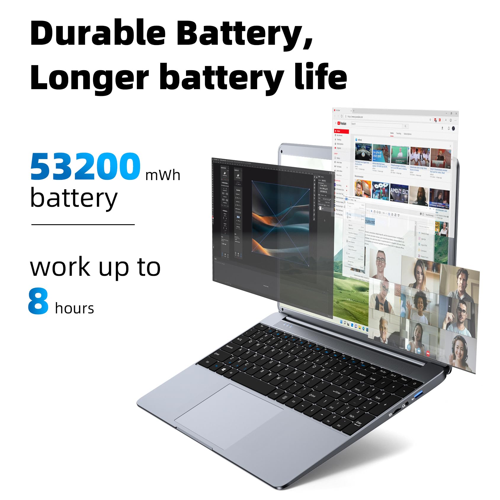 SGIN Laptop with 12GB RAM 512GB SSD, 15.6 Inch IPS FHD Display Laptops Computer, Celeron N5095 Quad Core Processor, 1920 * 1080, Dual Band WIFI, Bluetooth 4.2, Mini HDMI, 512GB TF Card Expansion