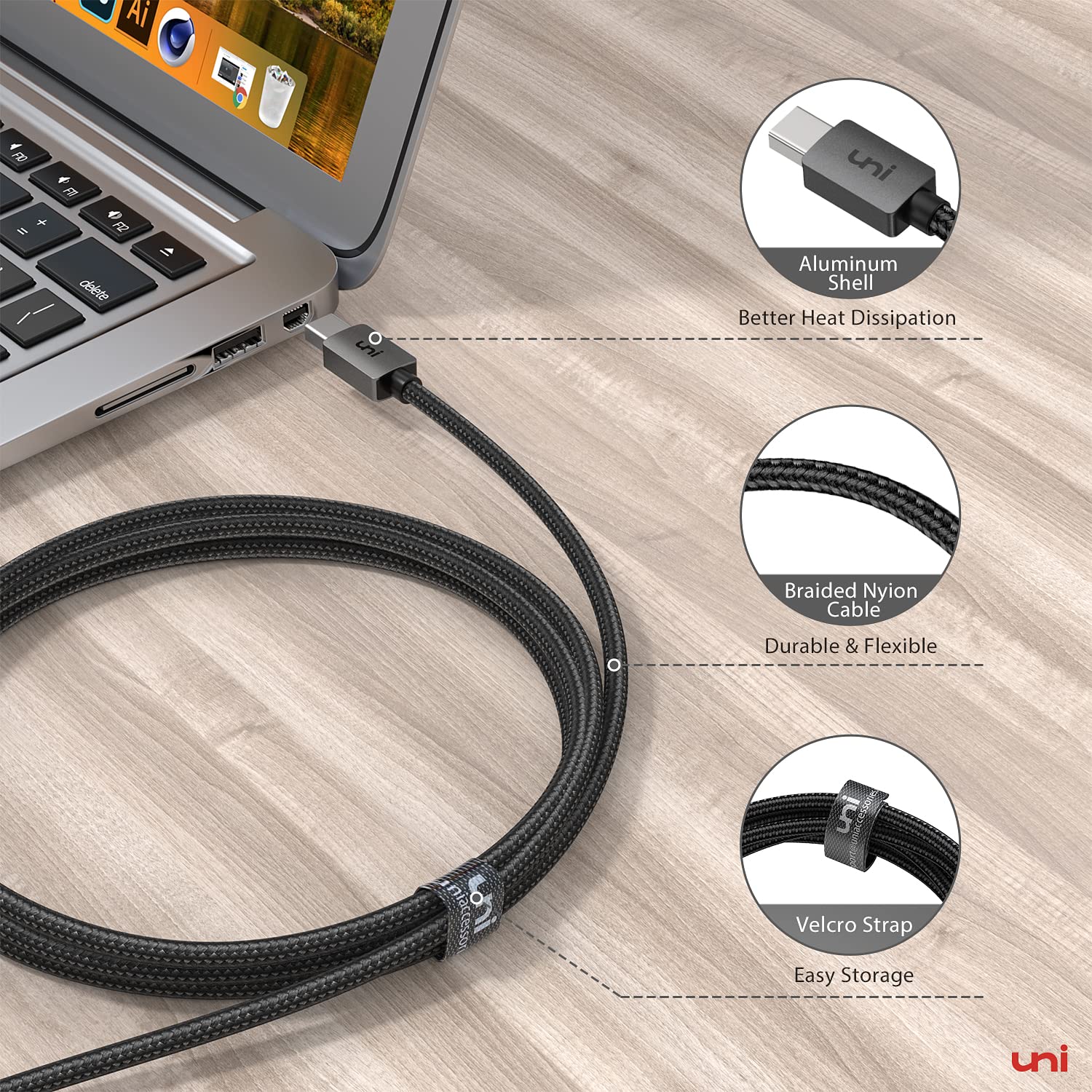 uni 4K Mini DisplayPort to DisplayPort Cable 6ft (4K@60Hz, 2K@144Hz), Bi-Directional Mini DP to DP Cable, Sturdy Aluminum Thunderbolt to Display Port Compatible with iMac, MacBook Air/Pro, Surface Pro