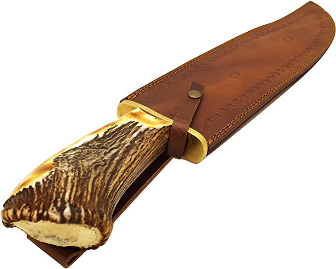 Wild Turkey Handmade Collection 25" Montana Stag Handle Strong Heavy Duty Hunting Knife With Leather Sheath (Stainless Steel)