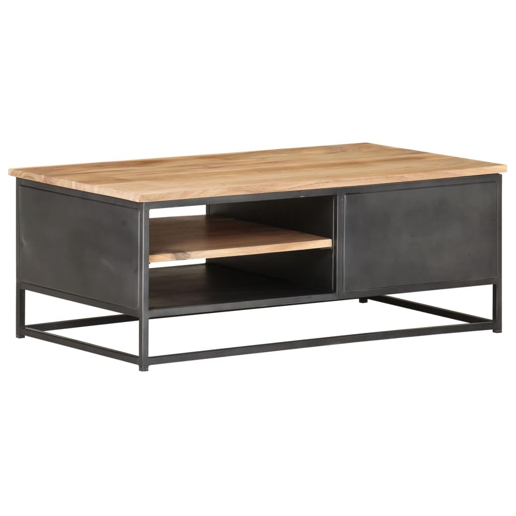 QJBSAVVA Coffee Table 35.4"x19.7"x13.8" Solid Acacia Wood,Entrance Table Tray Tables Center Table Low Table Suitable for Meeting Rooms, Reception Rooms, Offices