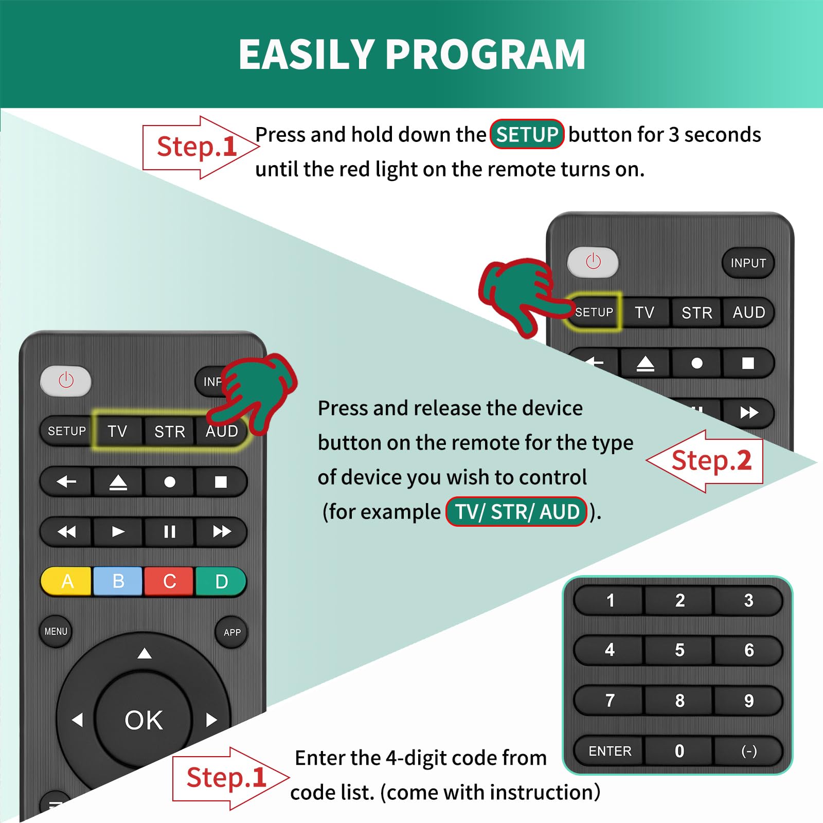 Universal TV Remote Control Replacement for Samsung LG Sony,Philips,Hisense,TCL,Insiginia,Toshiba,Emerson,Vizio,Roku Smart TVs and More Brand, Remote Simple Setup 3 Device(TVs/Streaming Players/Audio)