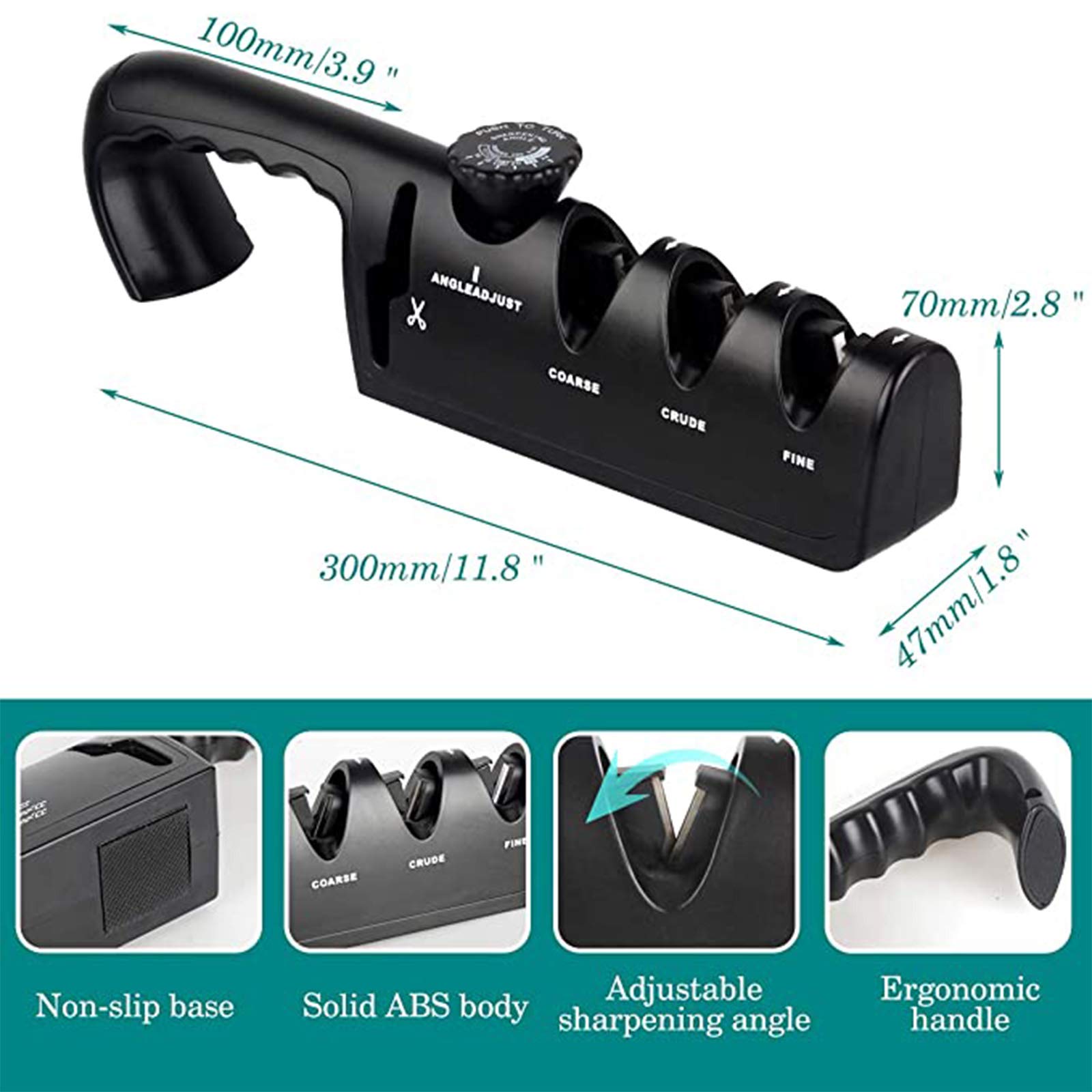 WUIO Knife Sharpener, Kitchen Professional 4 in 1 Blade Sharpening Tool Tungsten Steel Diamond Ceramic Sharpen Polish & Grind Knife Sharp