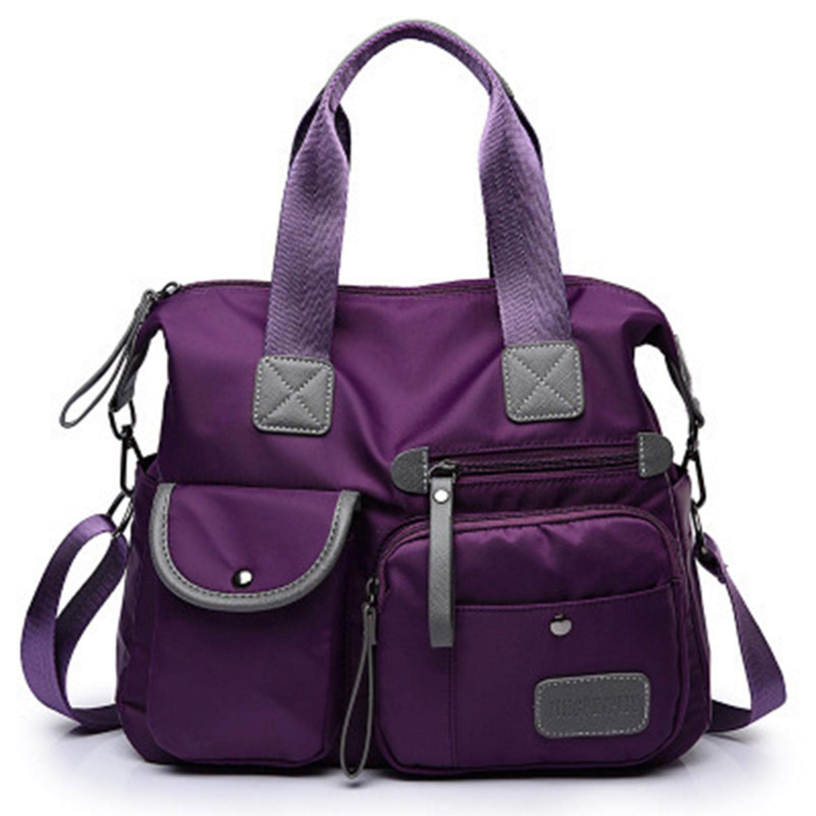 Shoulder Bags for Women,Nylon Crossbody Bags for Women,Waterproof Multi Pocket Ladies Travel Handbags Purple, Large