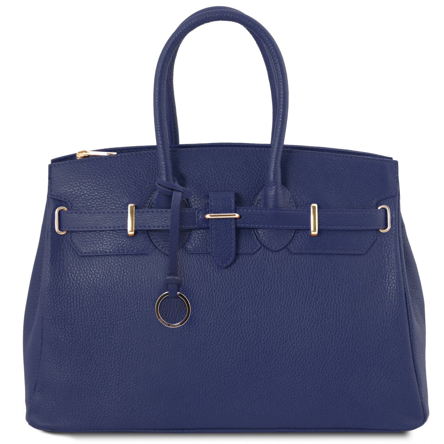 Tuscany Leather TLBag Leather handbag with golden hardware Dark Blue