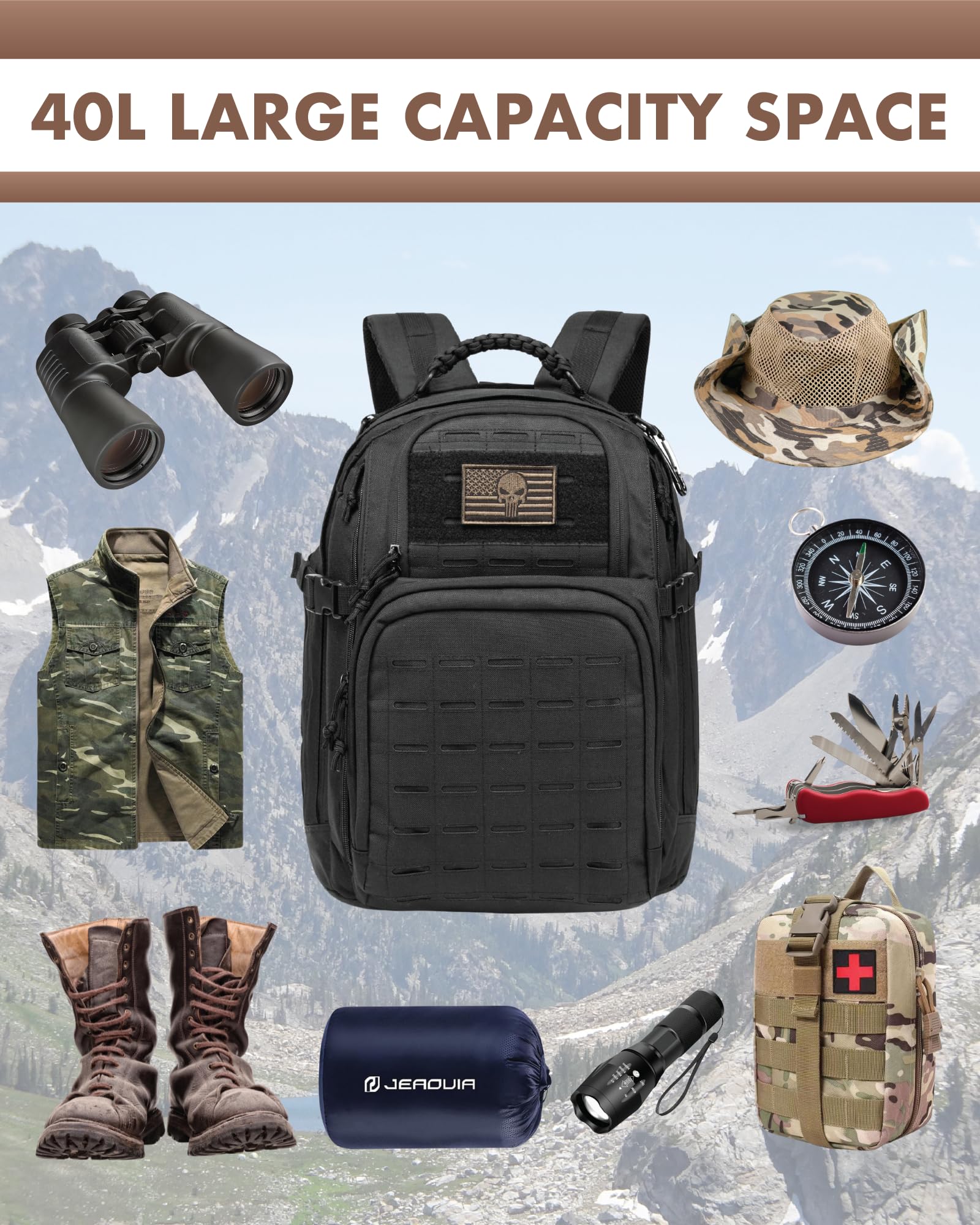 TRAILKICKER Tactical Backpack, Tactical Sling Bag for Men, Military Sport Bag Pack Sling Shoulder Backpack Tactical Bag for Range, Travel, Hiking, Outdoor Sports - Khaki