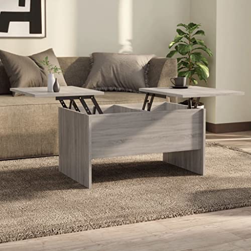 QJBSAVVA Coffee Table Gray Sonoma 31.5"x19.7"x16.7" Engineered Wood,Living Room Furniture Side Tables Narrow Bedside Tables Suitable for Meeting Rooms, Reception Rooms, Offices