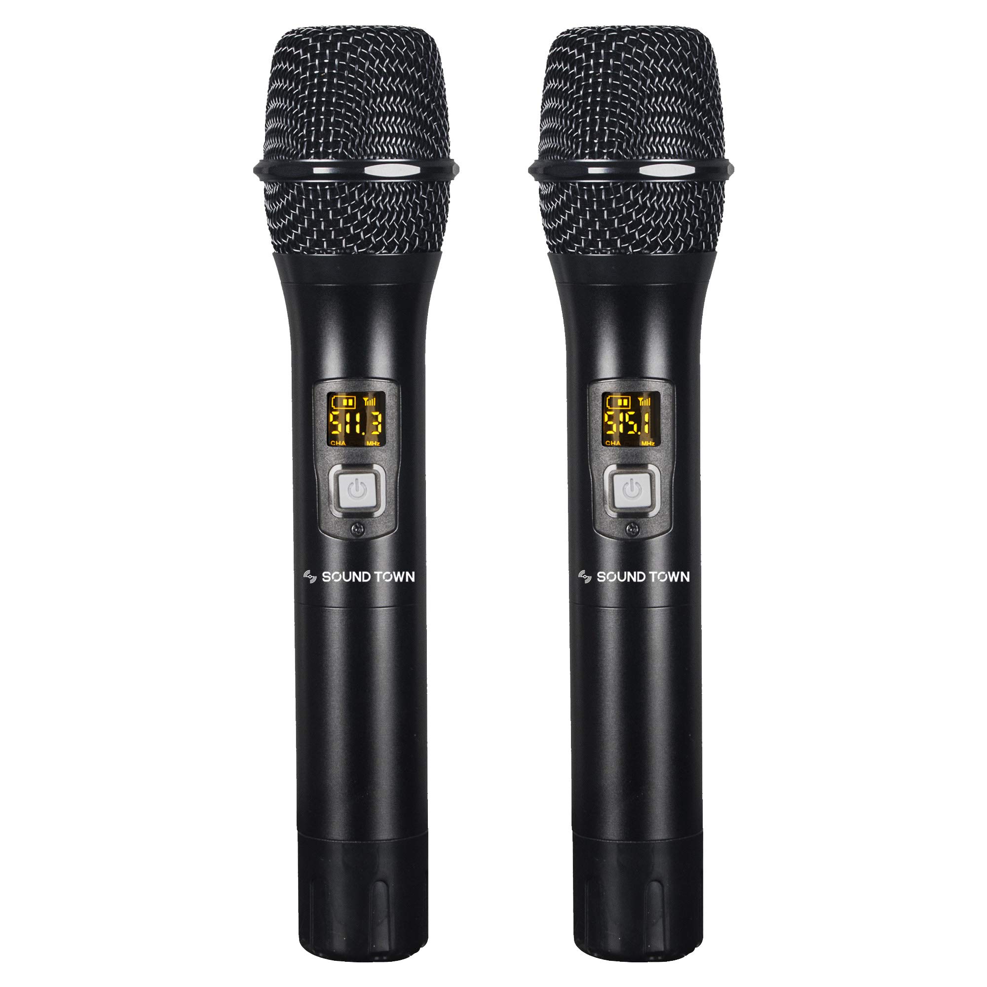 Sound Town 200-Channel Professional UHF Wireless Microphone System with 2 Handheld Microphones, for Church, Business Meeting, Outdoor Wedding and Karaoke