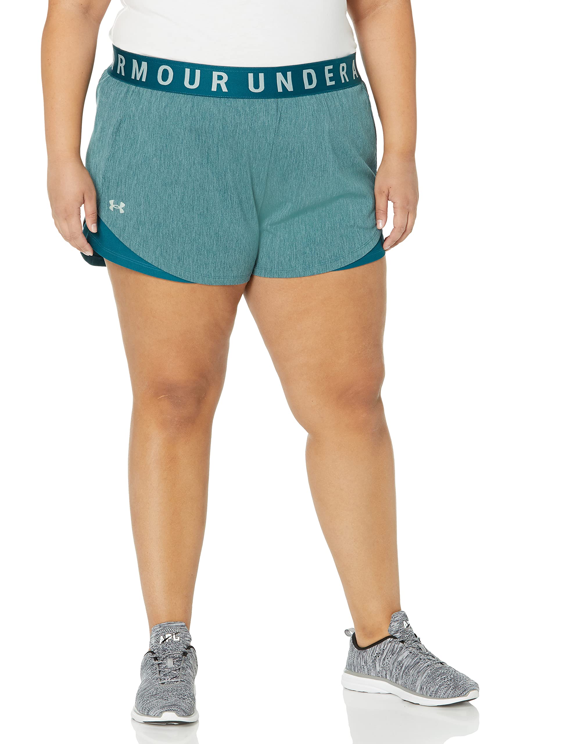 Under Armour Womens Play Up Twist 3.0 Shorts, (716) Tourmaline Teal/Opal Green/Opal Green, 2X