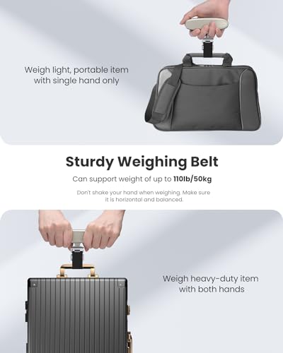 RENPHO Luggage Scale, Travel Essentials, Portable Digital Suitcase Weight Scale with Backlit LCD Display for Travel, Baggage Weighing Scale with Tare Function, 110lb/50kg, Battery Included