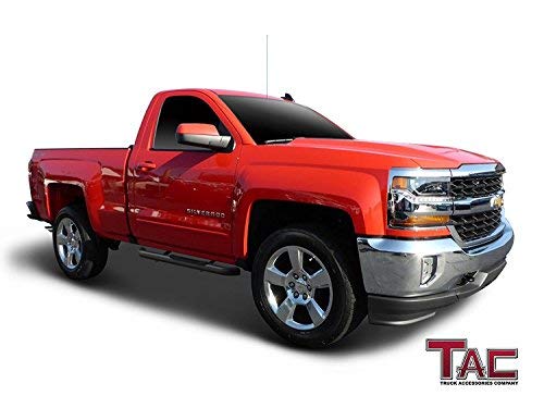 TAC Side Steps Running Boards Fit 1999-2018 Chevy Silverado/GMC Sierra 1500 Regular Cab|1999-2019 Silverado/Sierra 2500/3500 Regular Cab (Exclude C/K Classic) 3" Step Rails Side Bars Nerf Bars