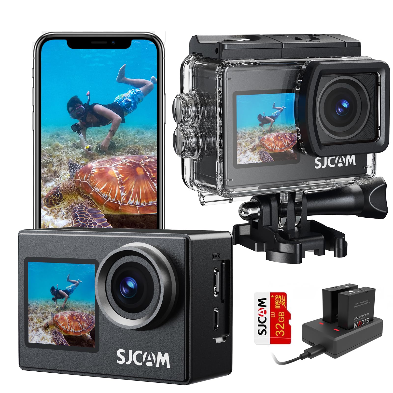 SJCAM SJ6K 4K WiFi Action Camera Waterproof Dual Screen Sport Camera Underwater 2.0 Touchscreen/ 0.9 Front LCD Screen Wide Angel Gyro Stabilization Black