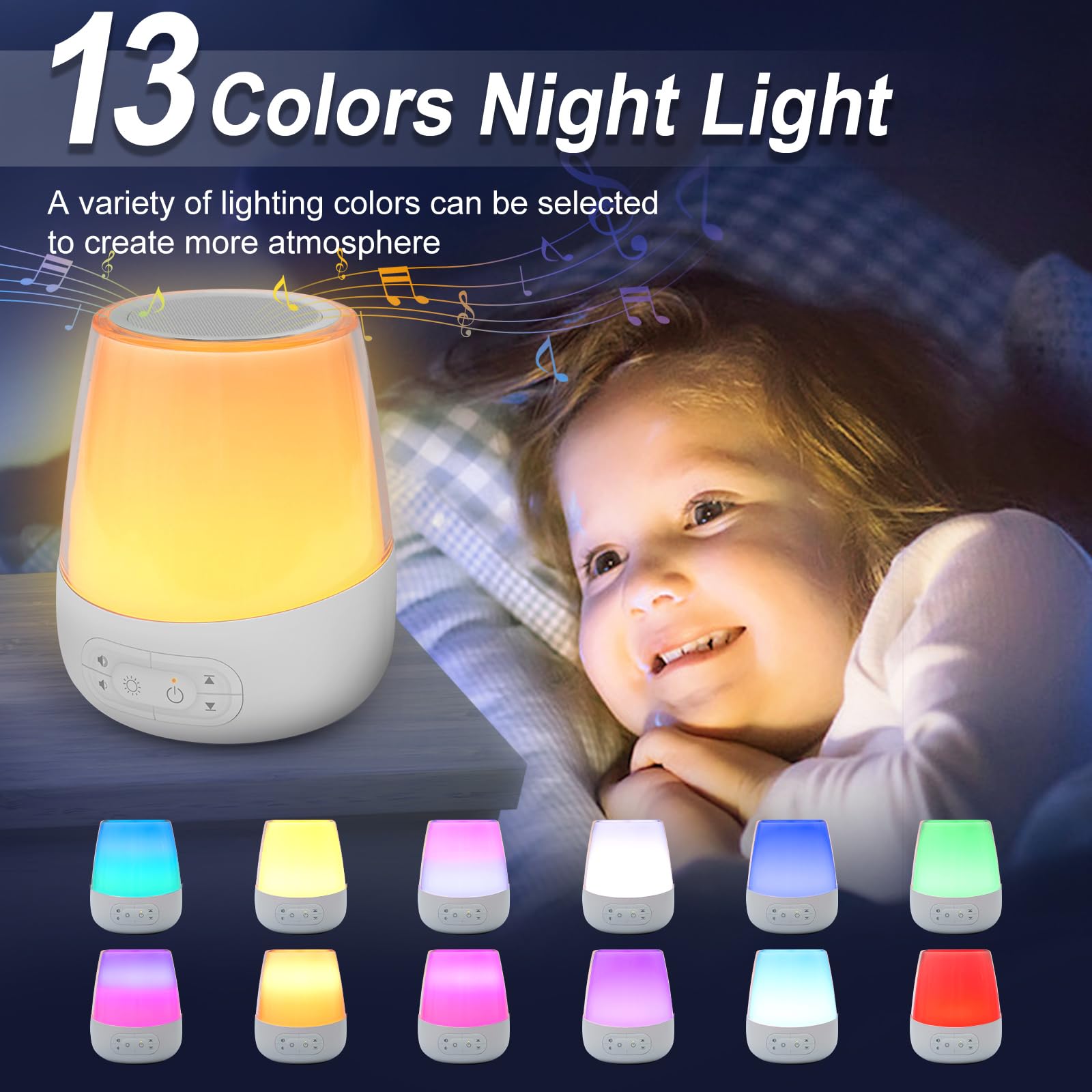 Siabema Baby Sound Machine, White Noise Machine Night Light for Toddler Sleep Trainer, 20 Soothing Sounds, Timer & Memory Function for Nursery, Kids & Toddler Bedroom
