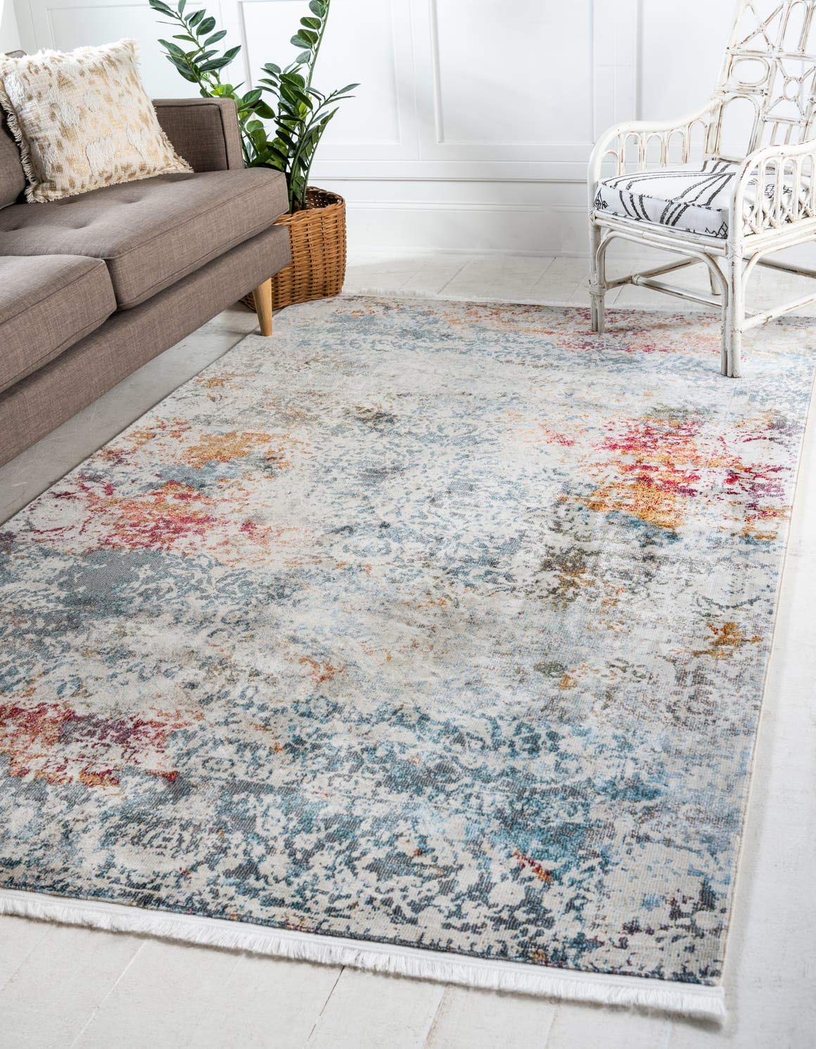 Unique Loom Baracoa Collection Area Rug - Panamericana (5' 5" x 8' Rectangle, Cream/ Blue)