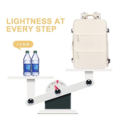 UPPACK Travel Backpack For Women Men Carry On Backpack Flight Approved Gym Bag With Shoe Compartment Hiking Waterproof Laptop Backpack College Essentials Off White
