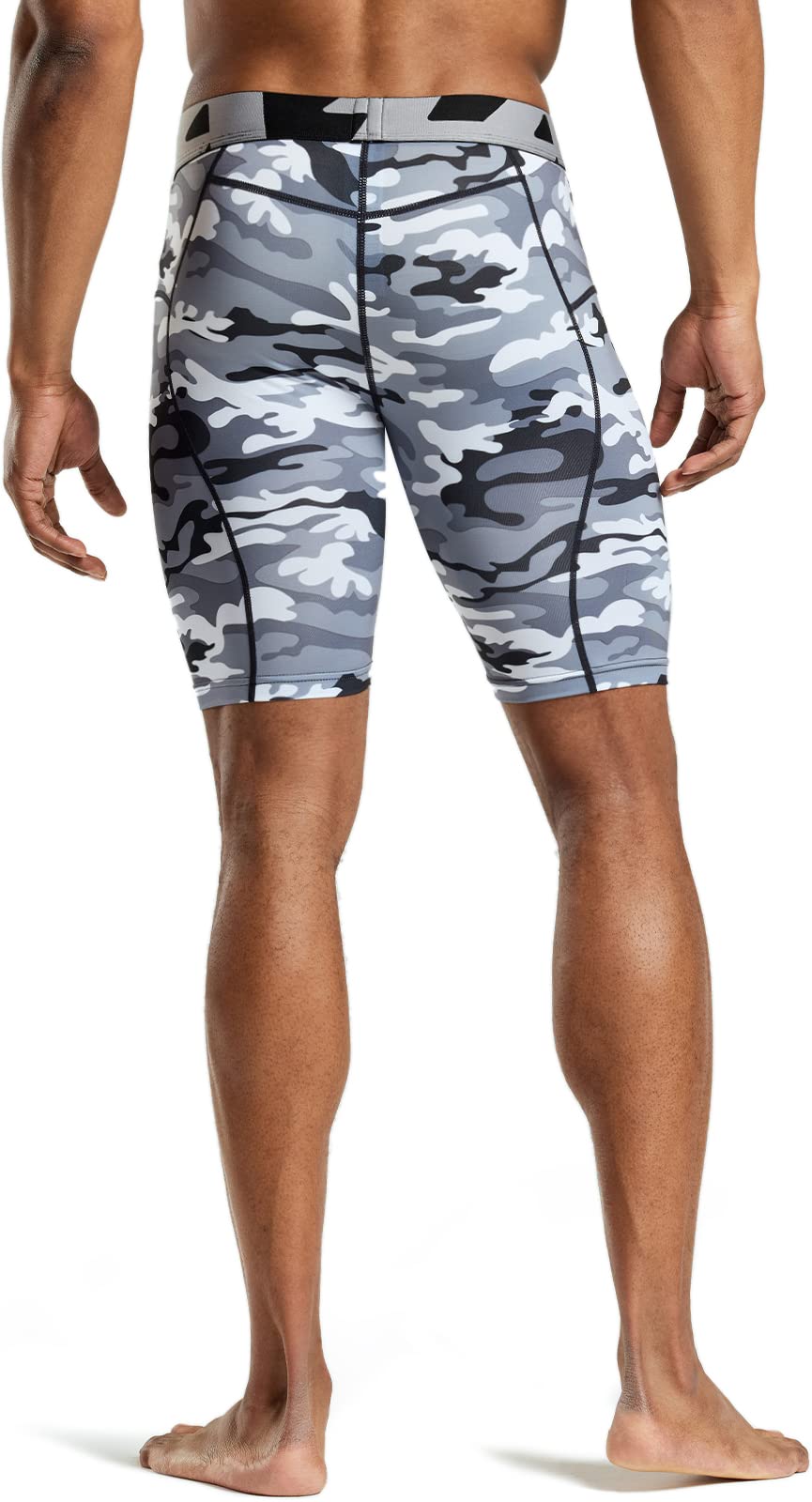 TSLA Men's Athletic Compression Shorts, Sports Performance Active Cool Dry Running Tights, Hyper Control Military Camo Grey, Small