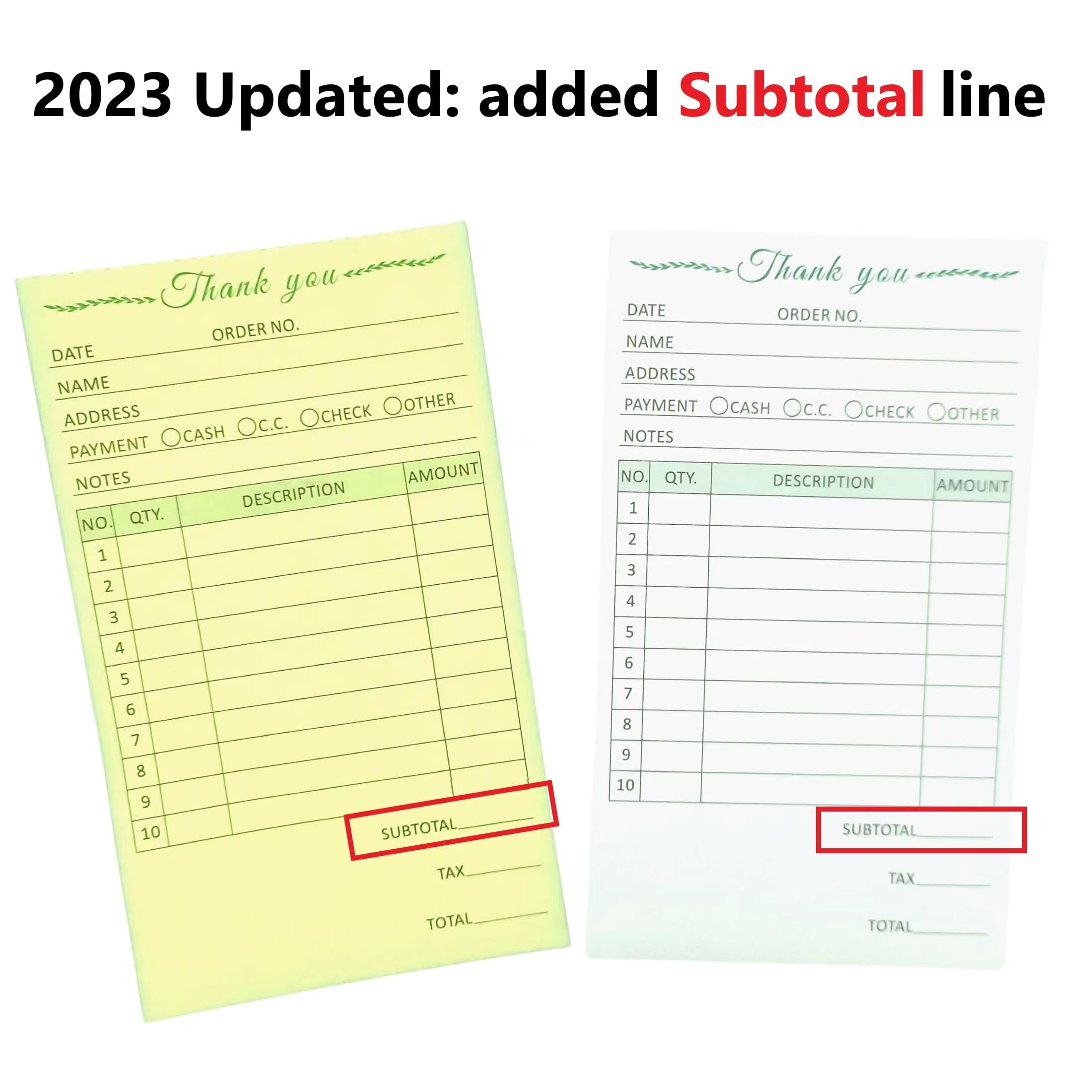 Thank You Receipt Book for Small Businesses 4x7 inches 2-Part Carbonless White Yellow 50 Sets 100 Sheets per Book with Wrap Around Cover Blank Signature Stamp Section 1 Pack Green