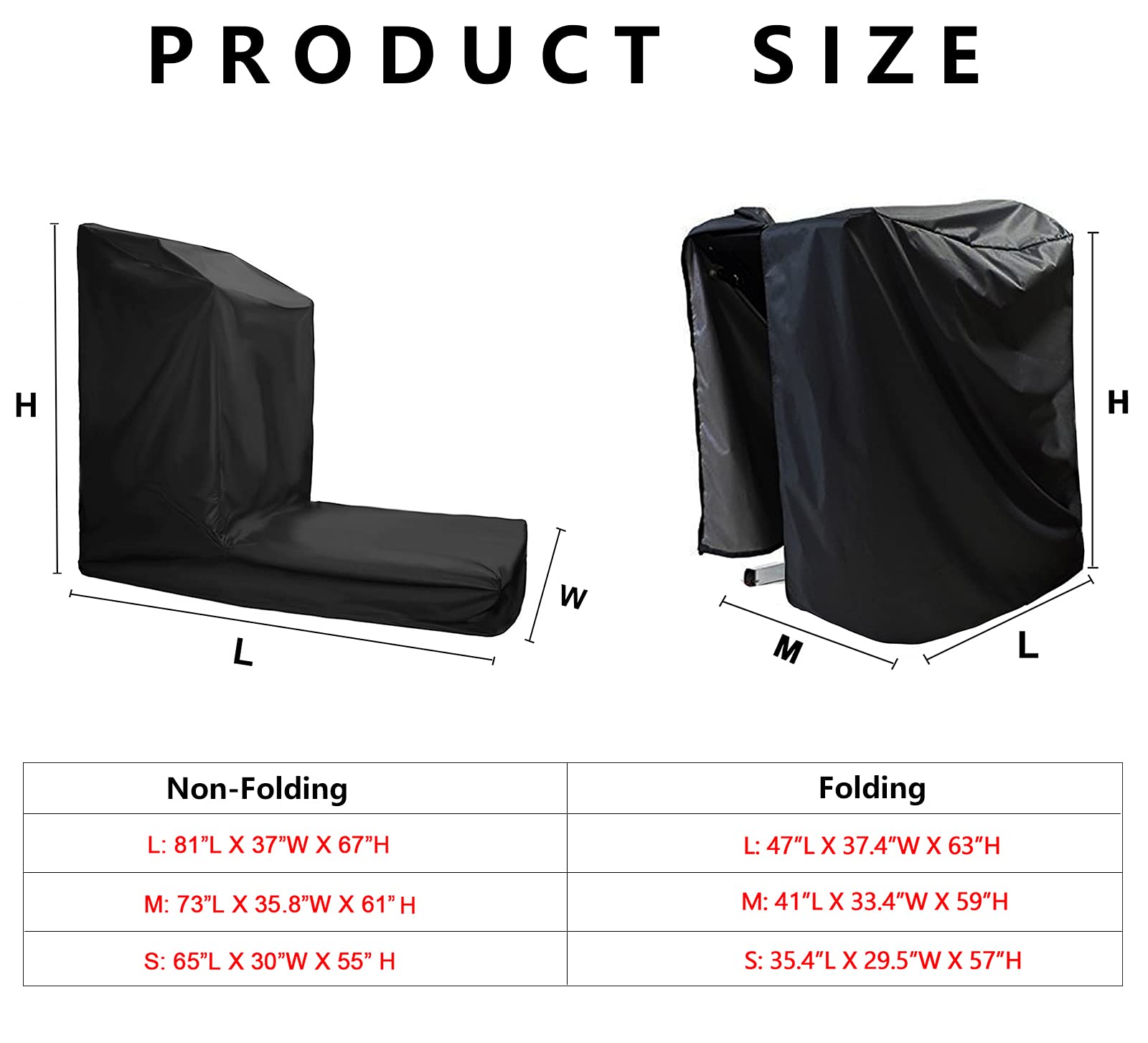 WOMACO Folding Treadmill Cover Waterproof Foldable Treadmill Running Machine Protective Cover for Outside & Indoor Storage Oxford Fabric Cover for Tread Mill (Black, Folding-47"L x 37.4"W x 63"H)