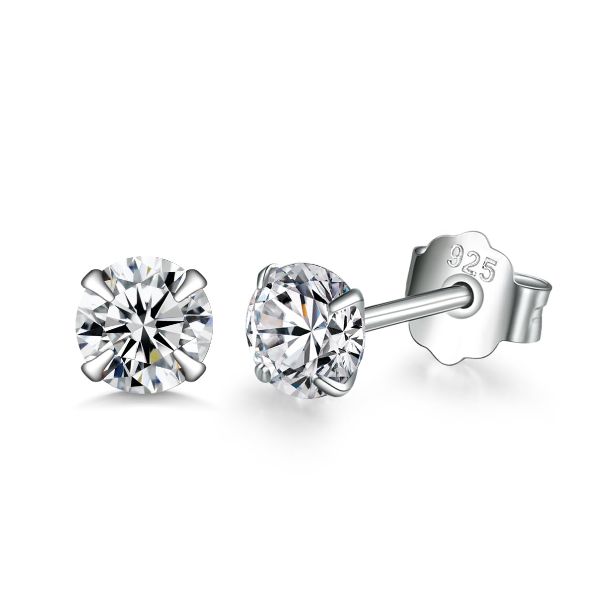 Sterling Silver Hoop Earrings | Sterling Silver Stud Earrings for Women - 6 Pairs Hypoallergenic Tiny Cubic Zirconia Stud Earrings Set & Cartilage Earring Hoops