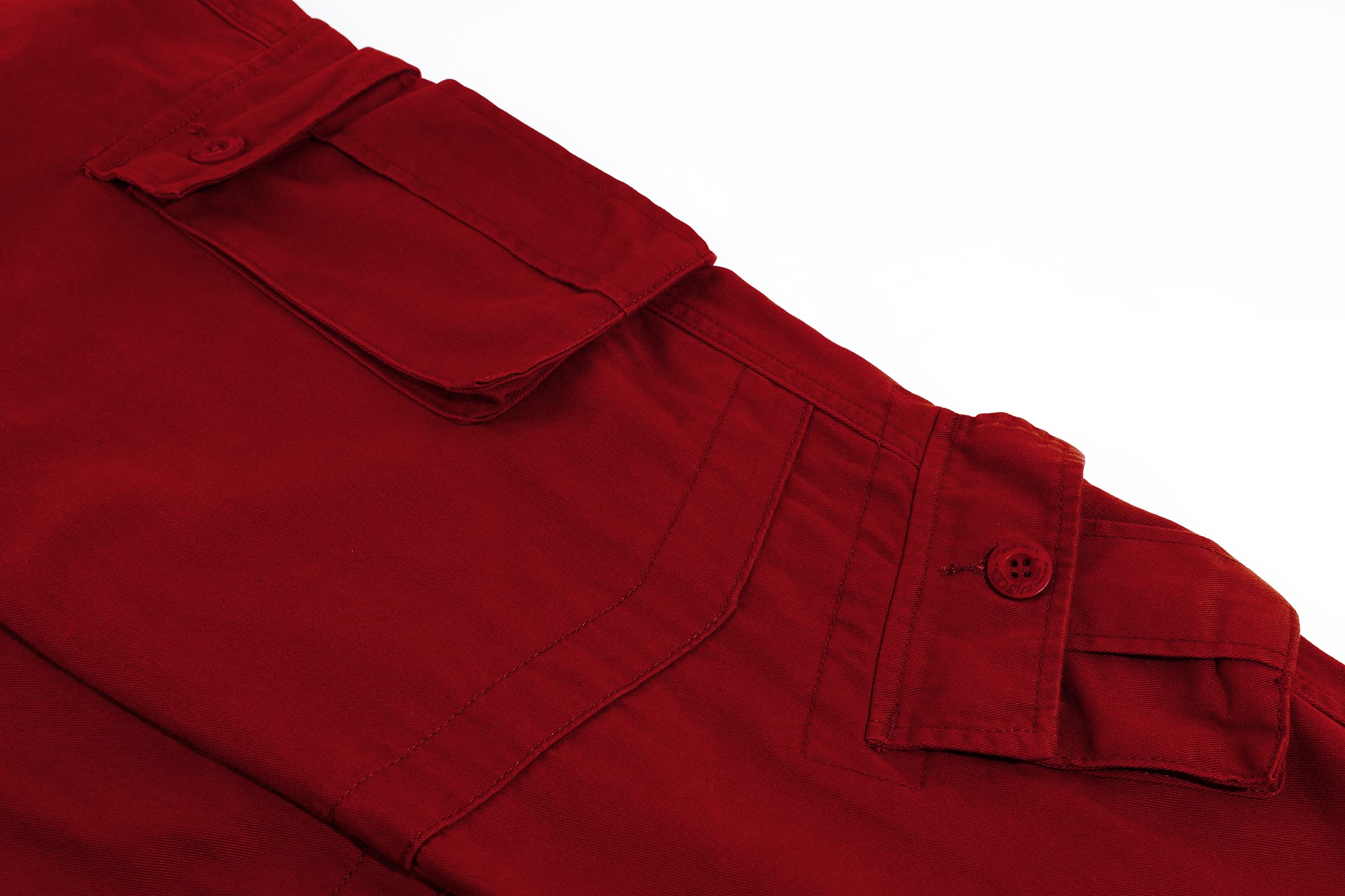 utcoco Mens Loose Multi-Pockets Cotton Twill Cargo Military Pants Outdoor Work Trousers (38, Burgundy)