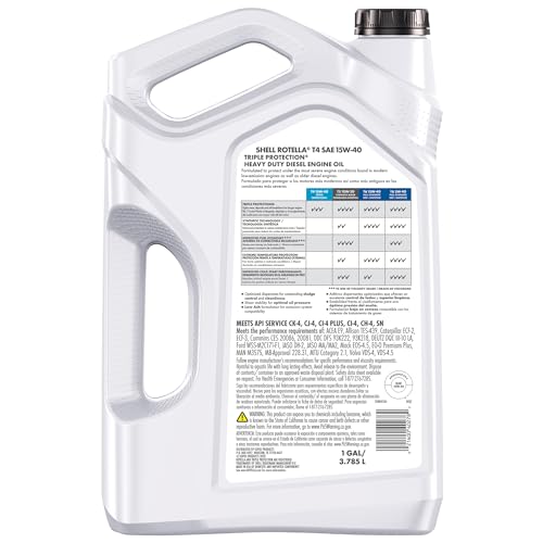 Shell Rotella T4 Triple Protection Conventional 15W-40 Diesel Engine Oil (1-Gallon, Case of 3)
