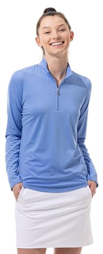 SanSoleil Womens Sunglow UV 50 Long Sleeve Zip Mock Top XX-Large Cornflower Blue