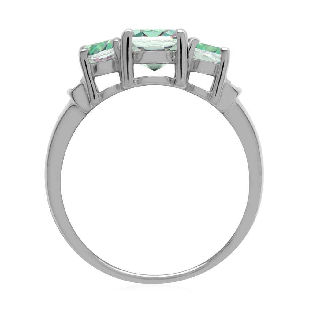 Silvershake 2.62ct. 3 Stone Oval Shape Mystic Fire Topaz White Gold Plated 925 Sterling Silver Ring Size 9