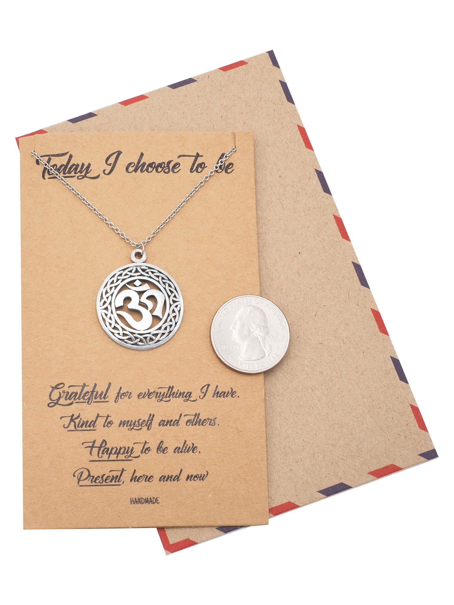 quan jewelry Yoga Necklace Om Pendant, Inspirational Gifts for Women