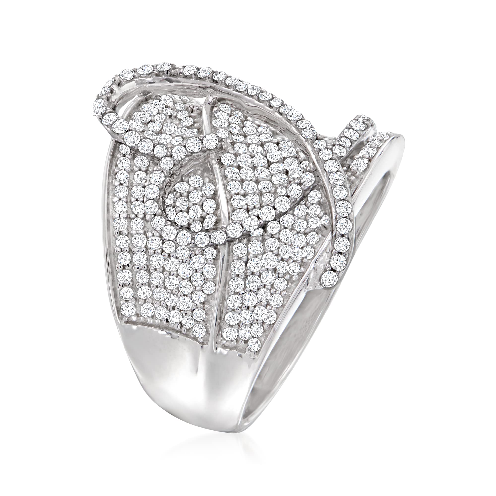 Ross-Simons 1.40 ct. t.w. Diamond Heart Ring in Sterling Silver. Size 6