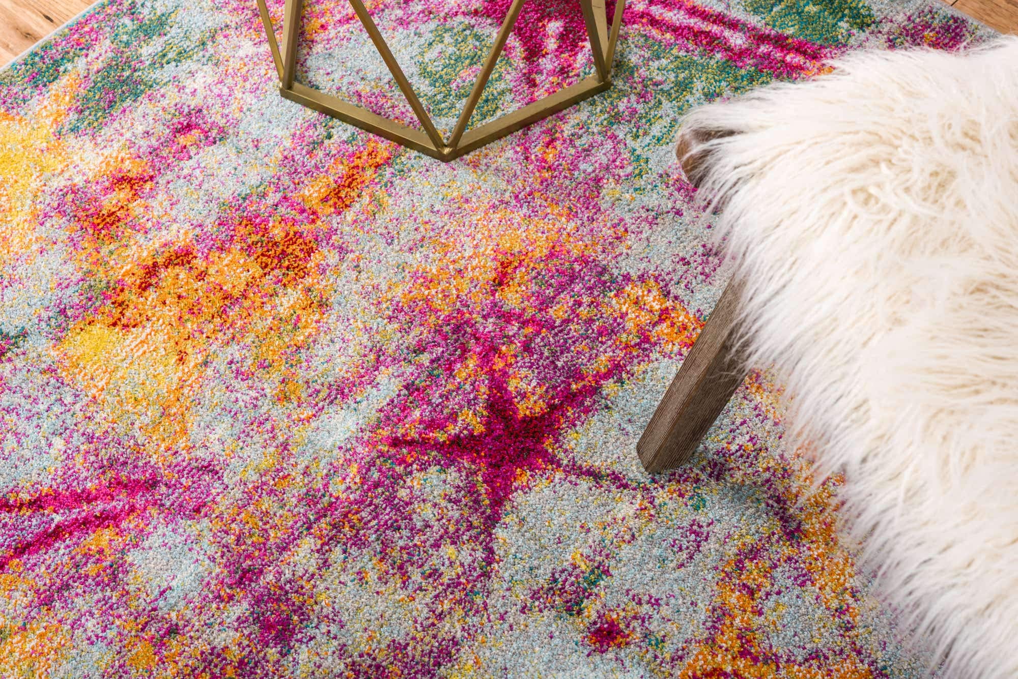Unique Loom Positano Collection Coastal Modern Bright Colors Starfish Multi Runner Rug (2' x 7')