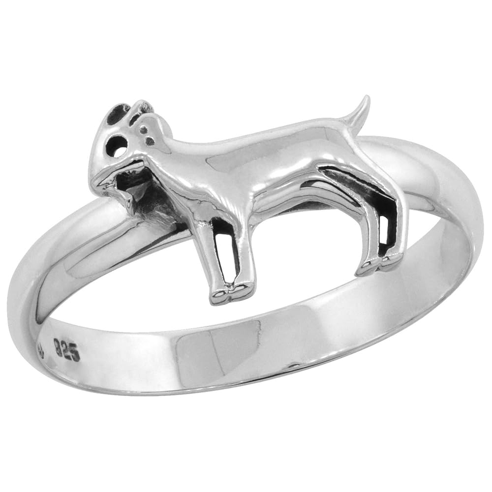 Sterling Silver Stackable Goat Ring 3/8 inch wide size 7.5