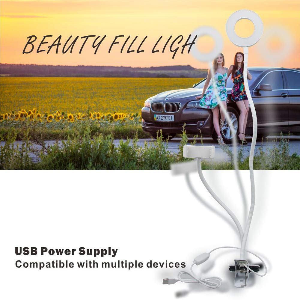 TIK Tok Ring Selfie Light with Stand and Phone Holder Tripod for iPhone for Makeup/YouTube/Photography/Camera/Vlog/Blogging Compatible with Android iPhone (White)