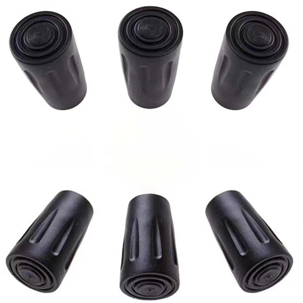 Trekking Pole Tips Protectors,Replacement Rubber Tips Fit Most Standard Hiking Trekking Walking Poles,Black(Pack of 6)