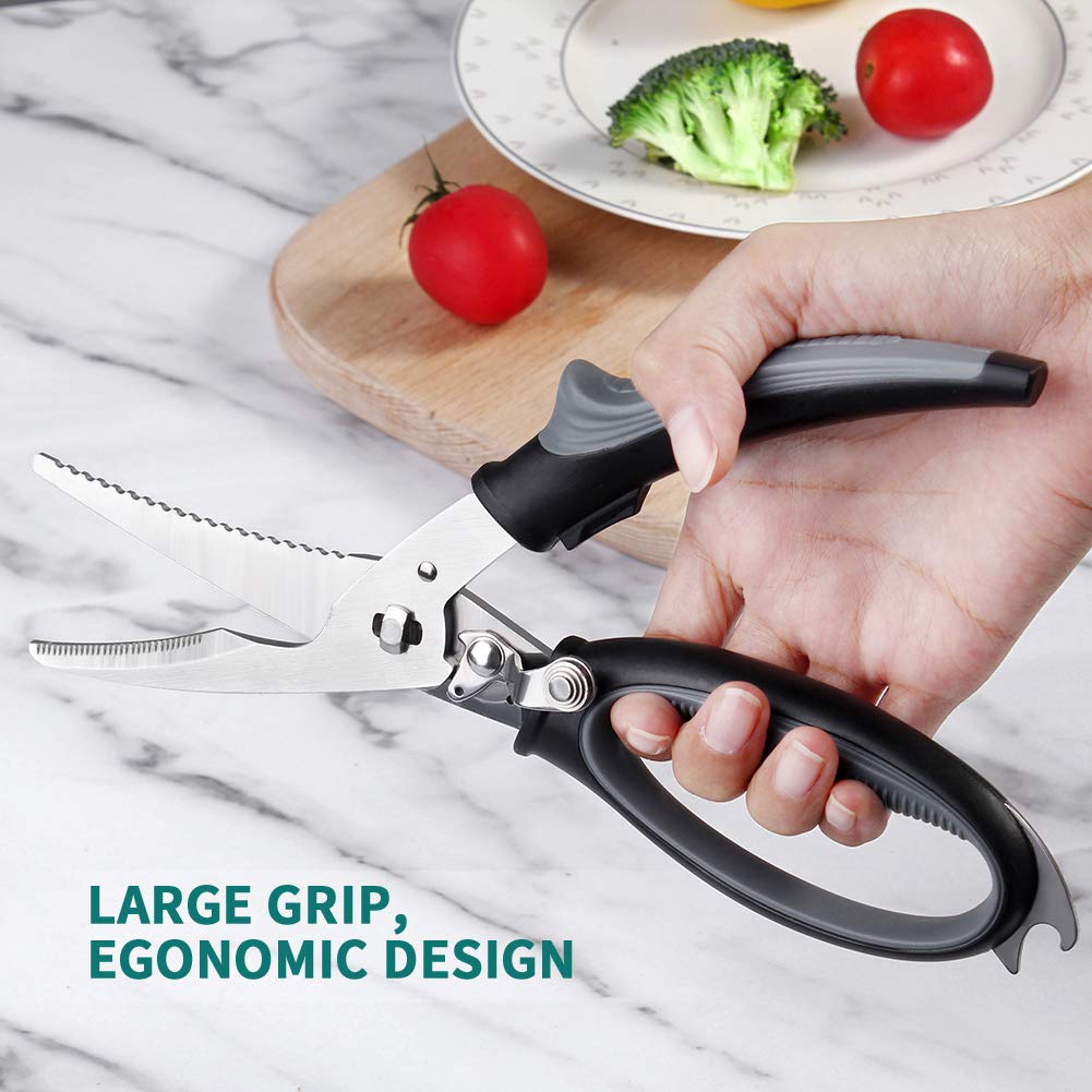 SZFIXEZ Kitchen Scissors Heavy Duty Poultry Shears for Cutting Meat, Seafood,Chicken Bone Game Poultry Chopping Food - Stainless Steel Spring Loaded Scissors