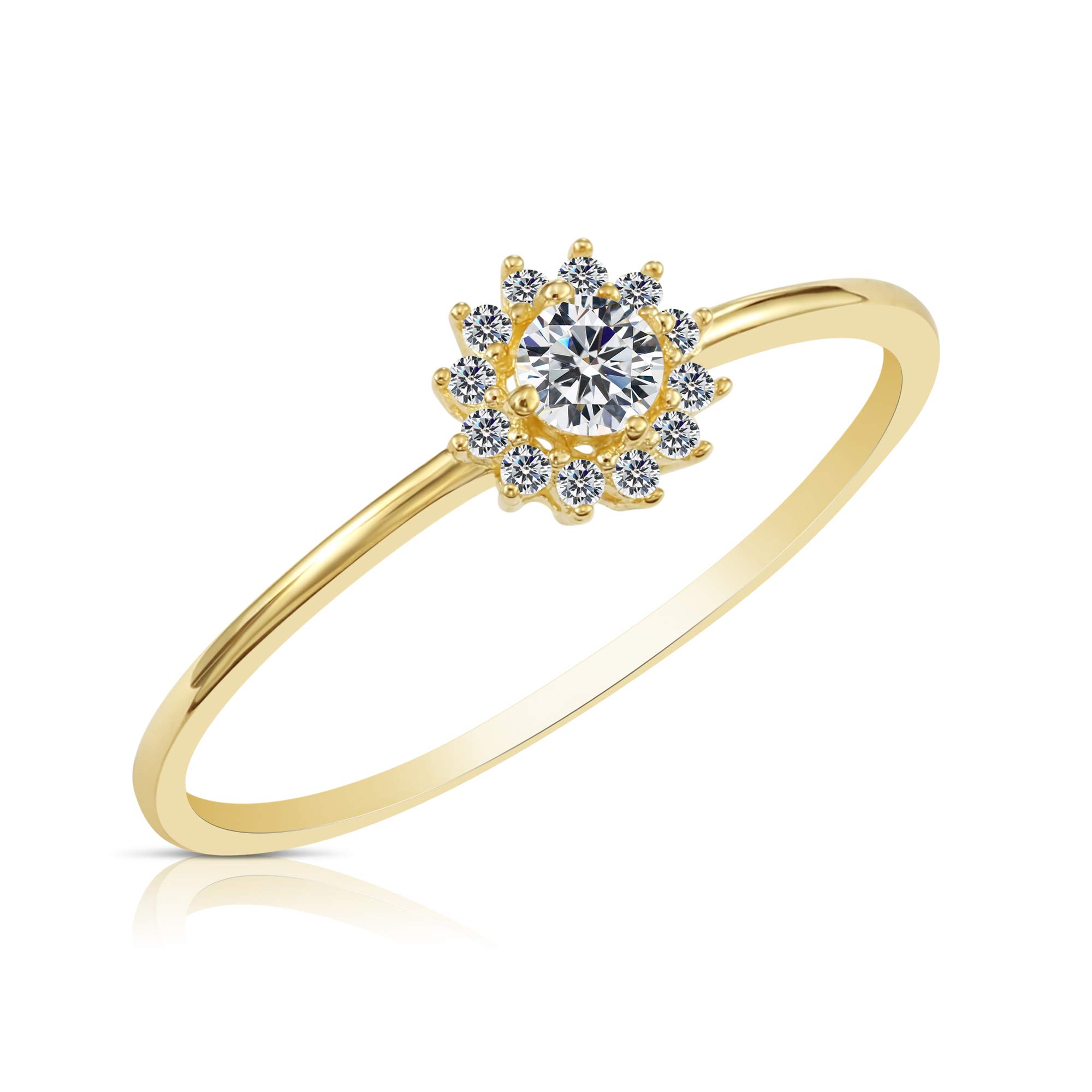 TILO JEWELRY 10k Yellow Gold Halo Ring with CZ (7)
