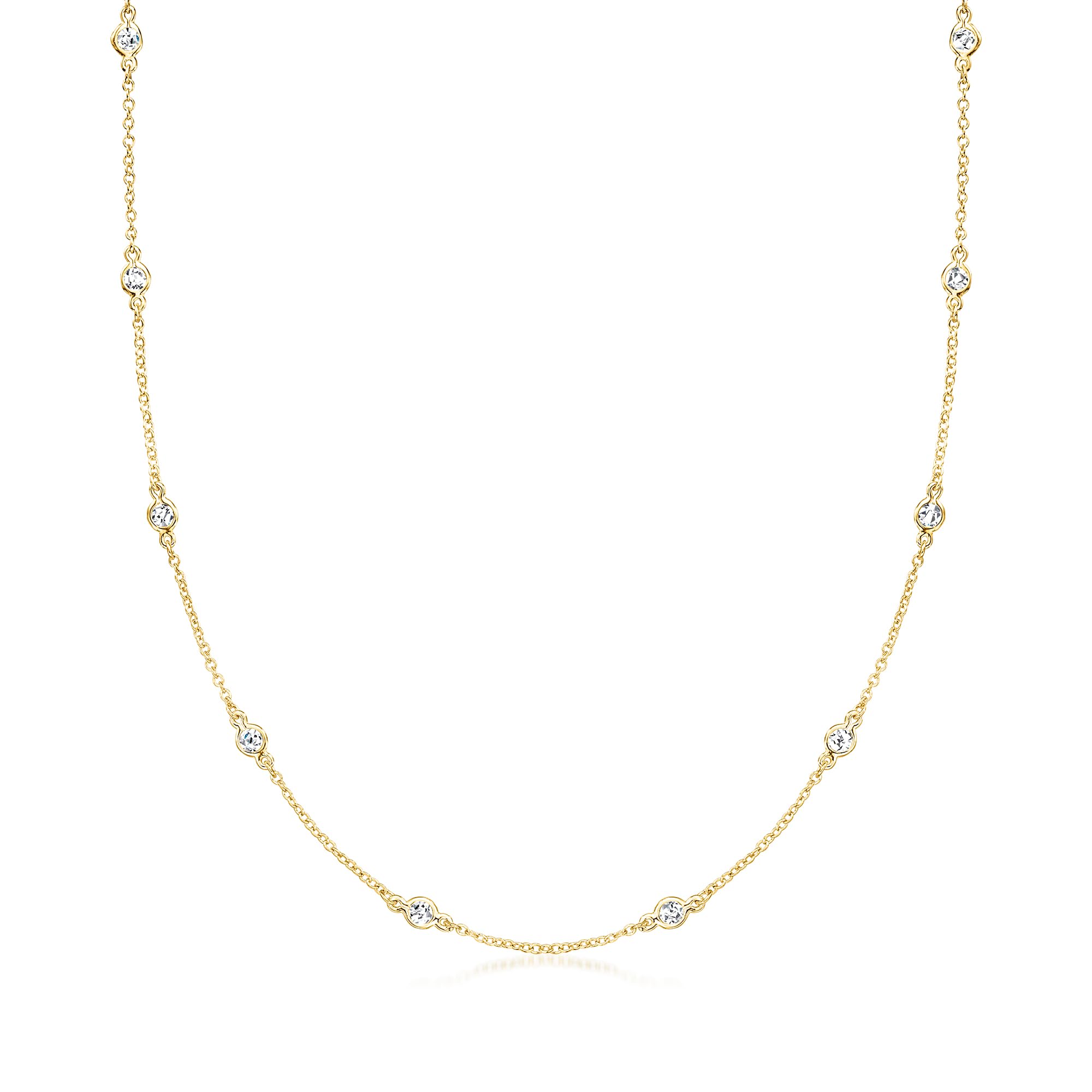 Ross-Simons 1.70 ct. t.w. Bezel-Set CZ Station Necklace in 18kt Gold Over Sterling. 24 inches