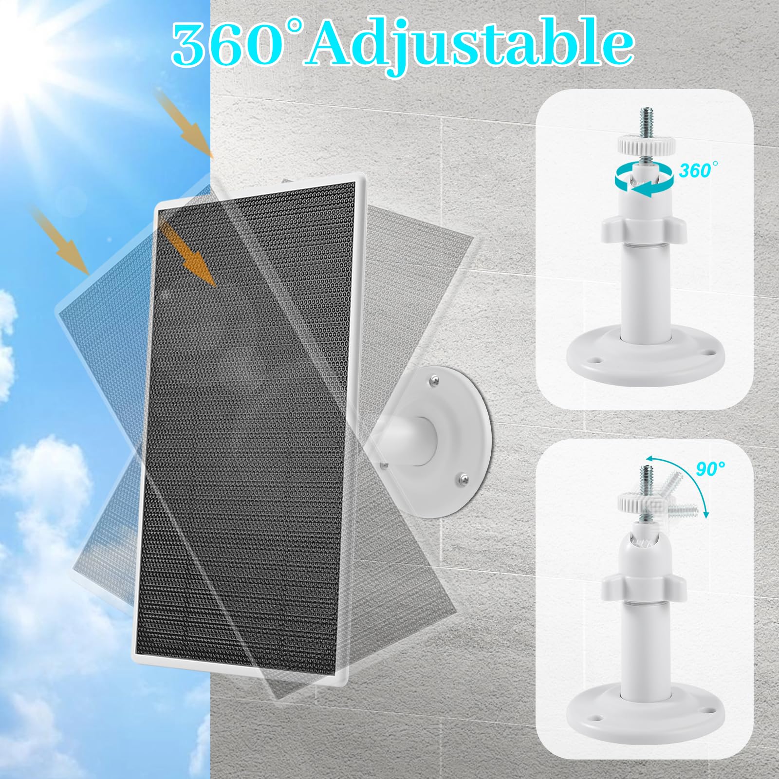 Solar Panel Charger for Arlo Camera, Power Compatible with Pro 4, Arlo Pro 5S, Pro 3, Ultra 2, and Ultra Cameras, 13ft/4m Cable, 6V4.5W