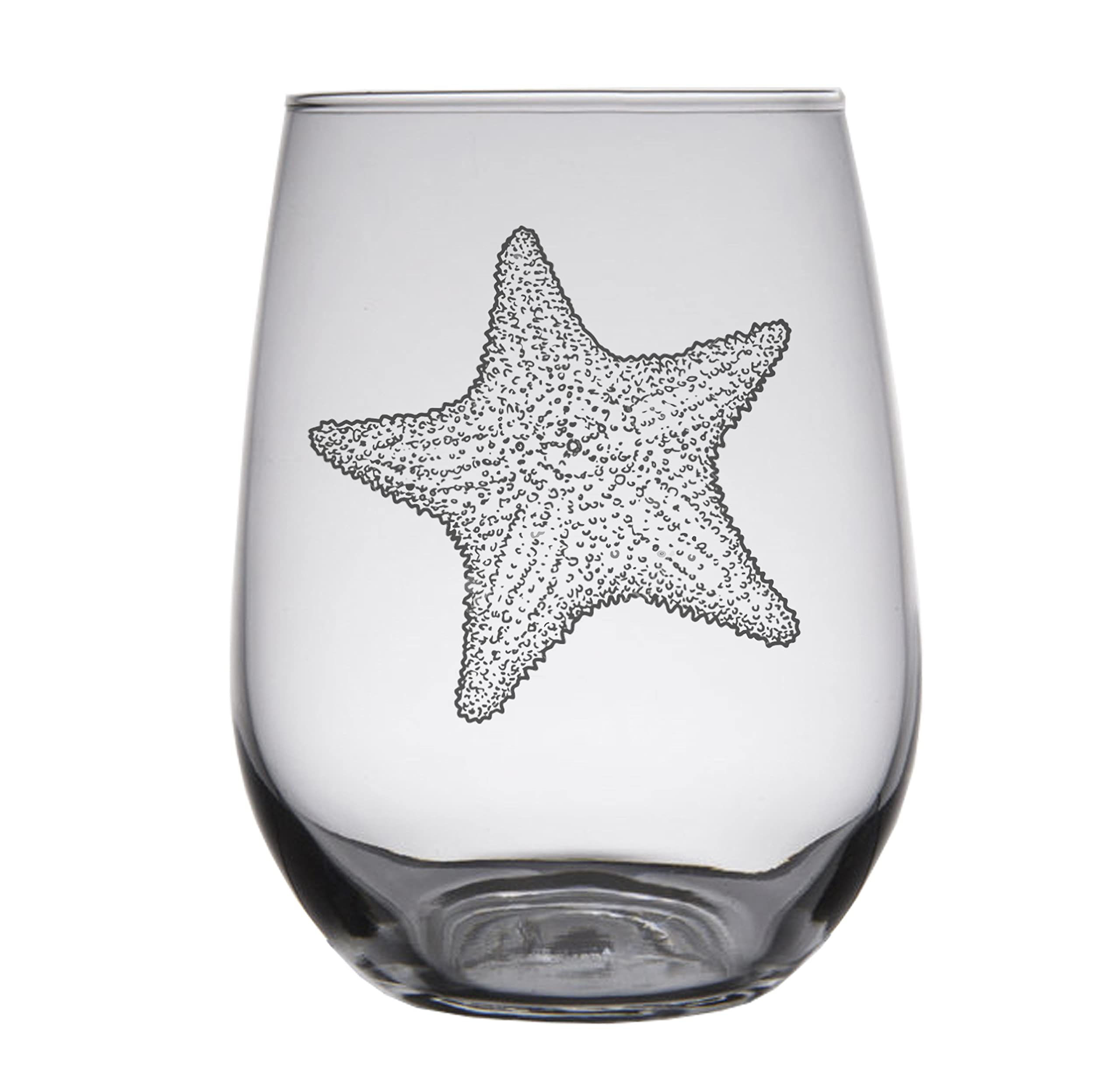 Starfish Engraved Stemless Wine Glasses (Set of 2)