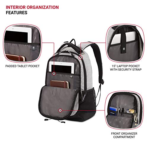 SwissGear Cecil 5505 Laptop Backpack, Heather Grey, 18-Inch