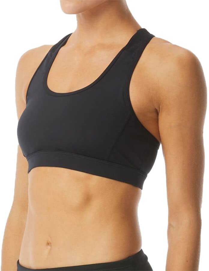 TYR Women's Standard Reilly Bra Top for Swimming, Yoga, Fitness, and Workout, Black, Large
