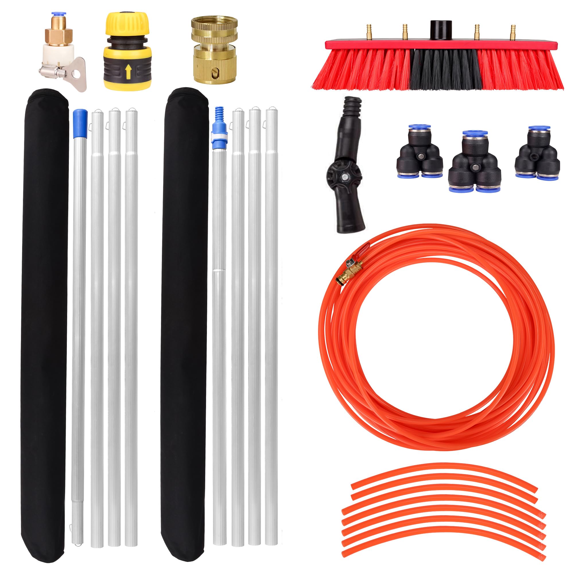 Solar Panel Cleaning Brush, 26 FT Adjustable Water Fed Pole Cleaning Kit, Solar Panel Cleaning Pole and Outdoor Window Washing Equipment